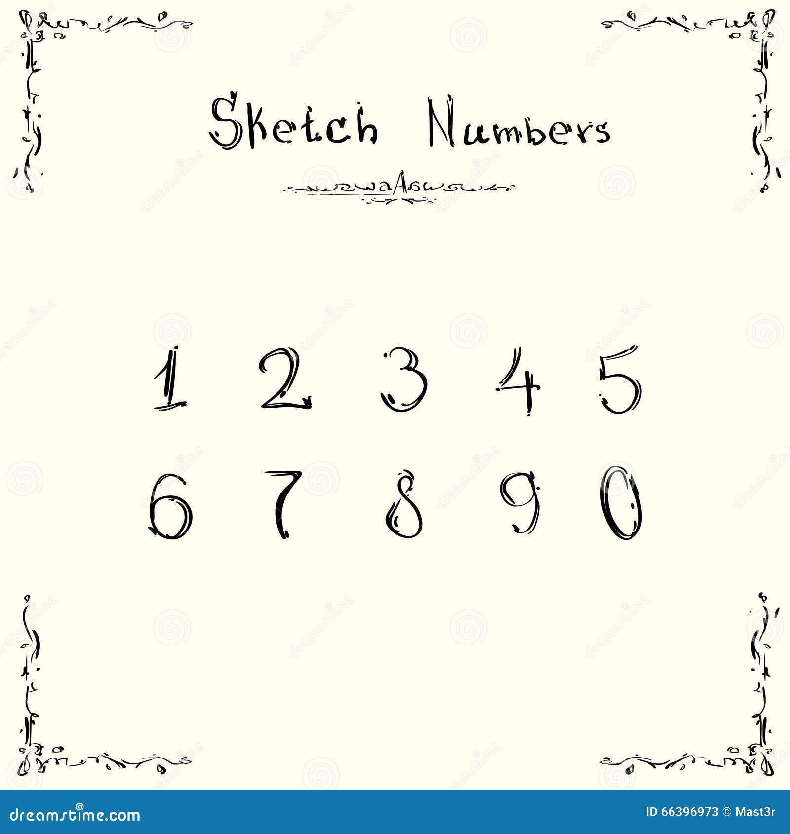Sketch Numbers Vintage Style Collection Hand Drawn Stock Vector ...