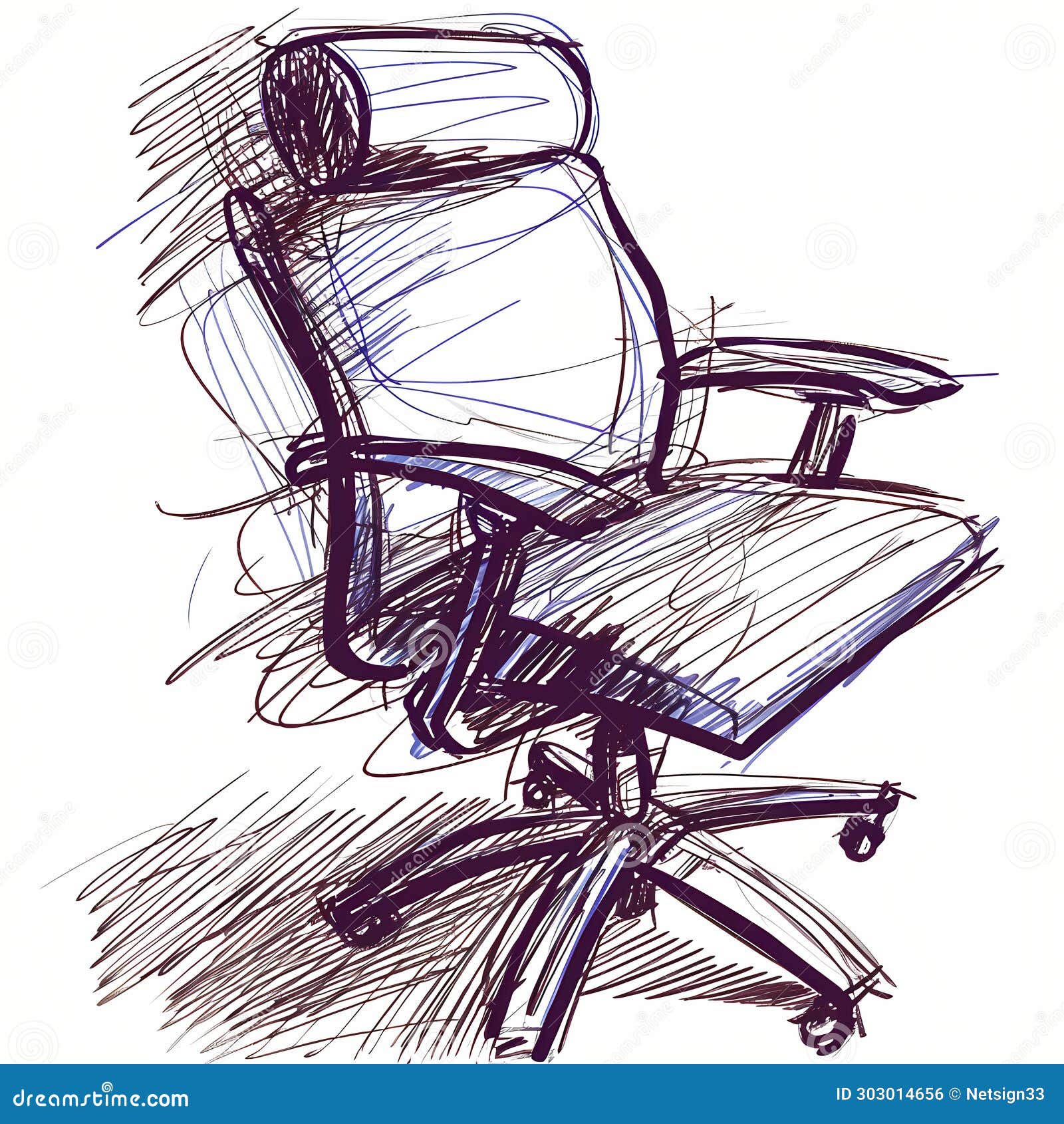 Sketch of Office Chair, a Drawing of a Chair Stock Photo - Image of ...