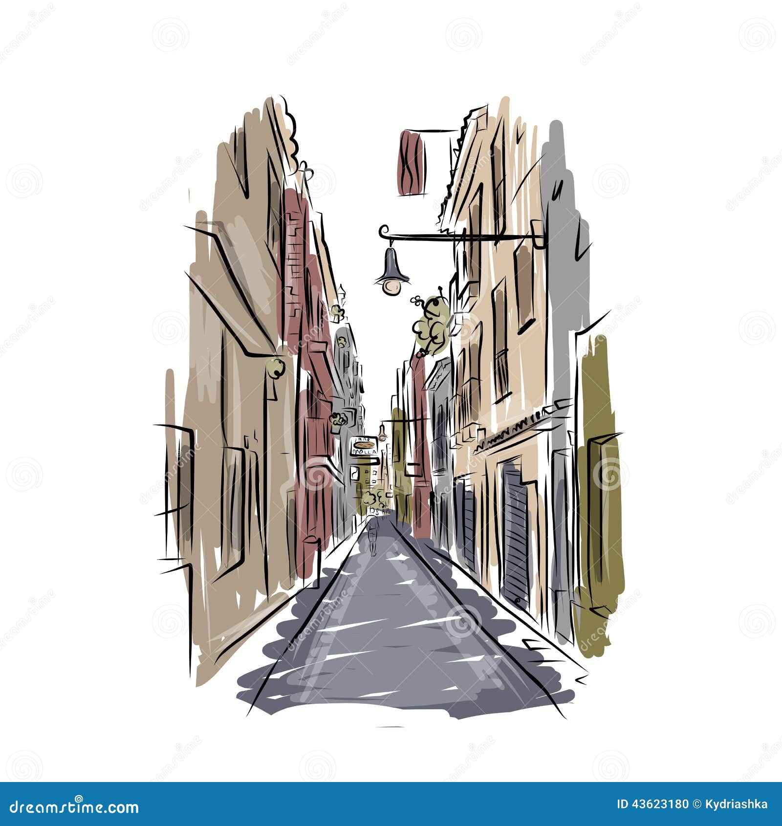 Sketch of Old Spanish Street for Your Design Stock Vector ...