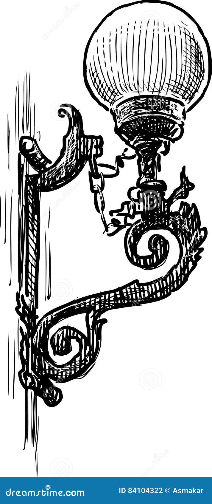 Sketch of an Old Street Light Stock Vector - Illustration of drawn ...