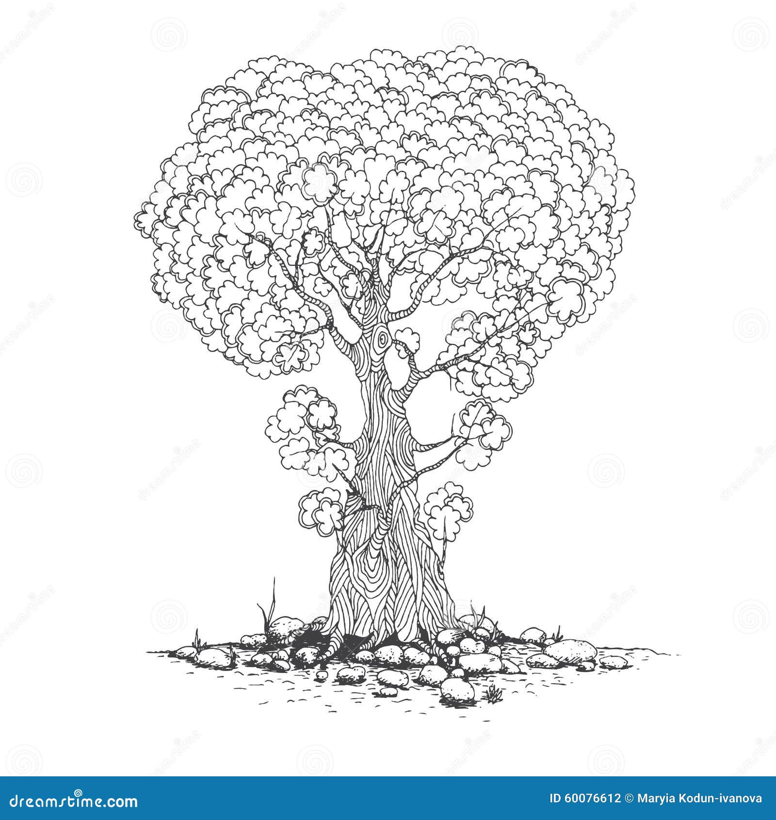 Sketch of One Trees. Vector Stock Vector - Illustration of background ...