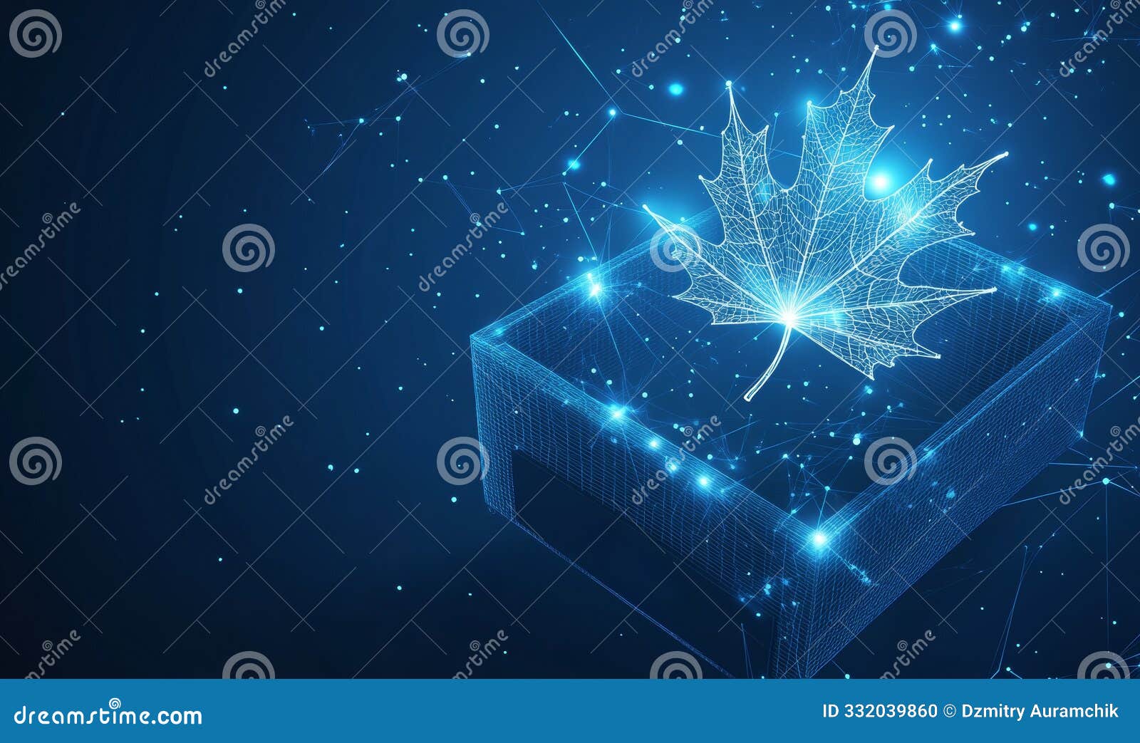 A Sketch of an Open Box with a Maple Leaf. Template for an Autumn Sale ...