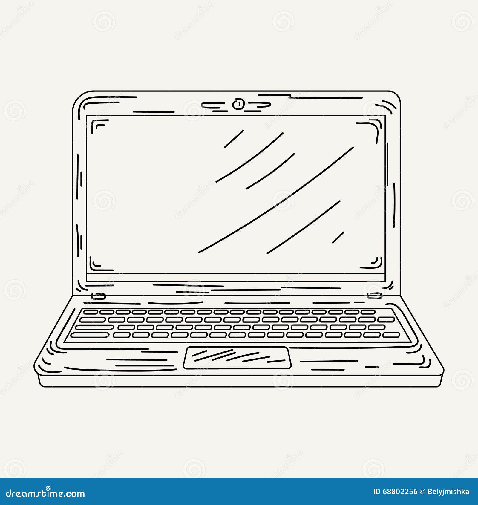 Sketch an Open Laptop in Vector Stock Vector - Illustration of black ...