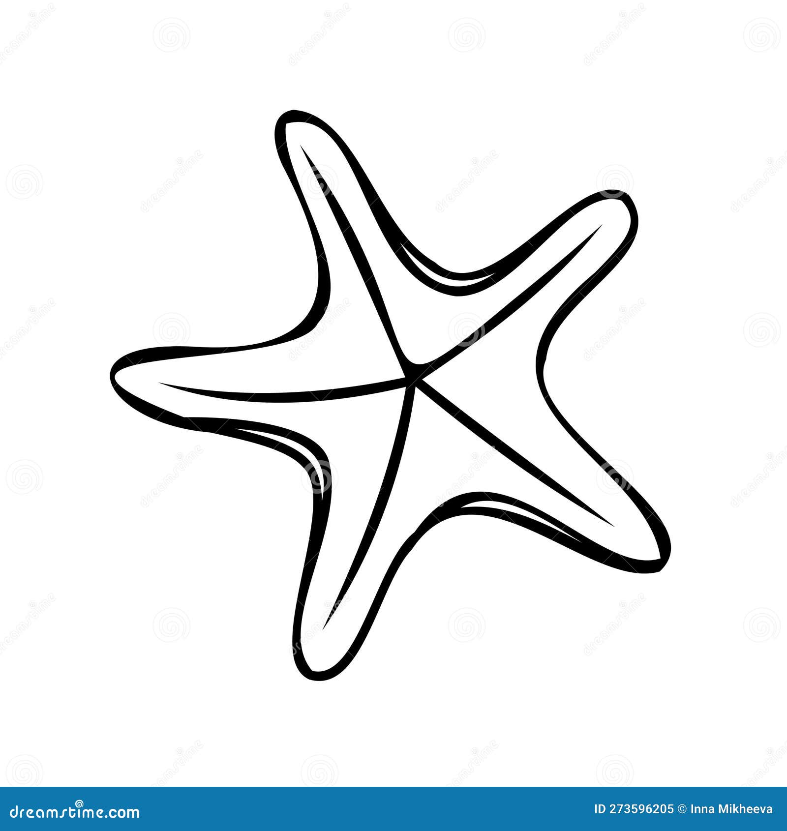 Sketch of the Outline of a Starfish. Stock Vector - Illustration of ...