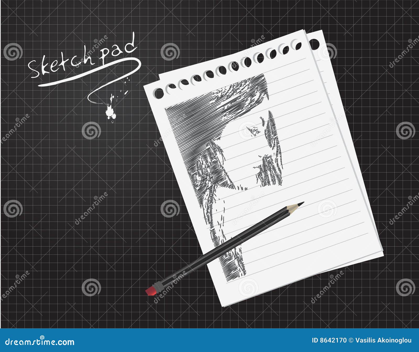 Sketch pad stock vector. Illustration of modern, crayon - 8642170