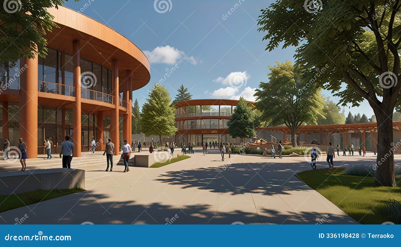 Sketch of Panoramic Design on the Square with 3-storey Round Buildings ...