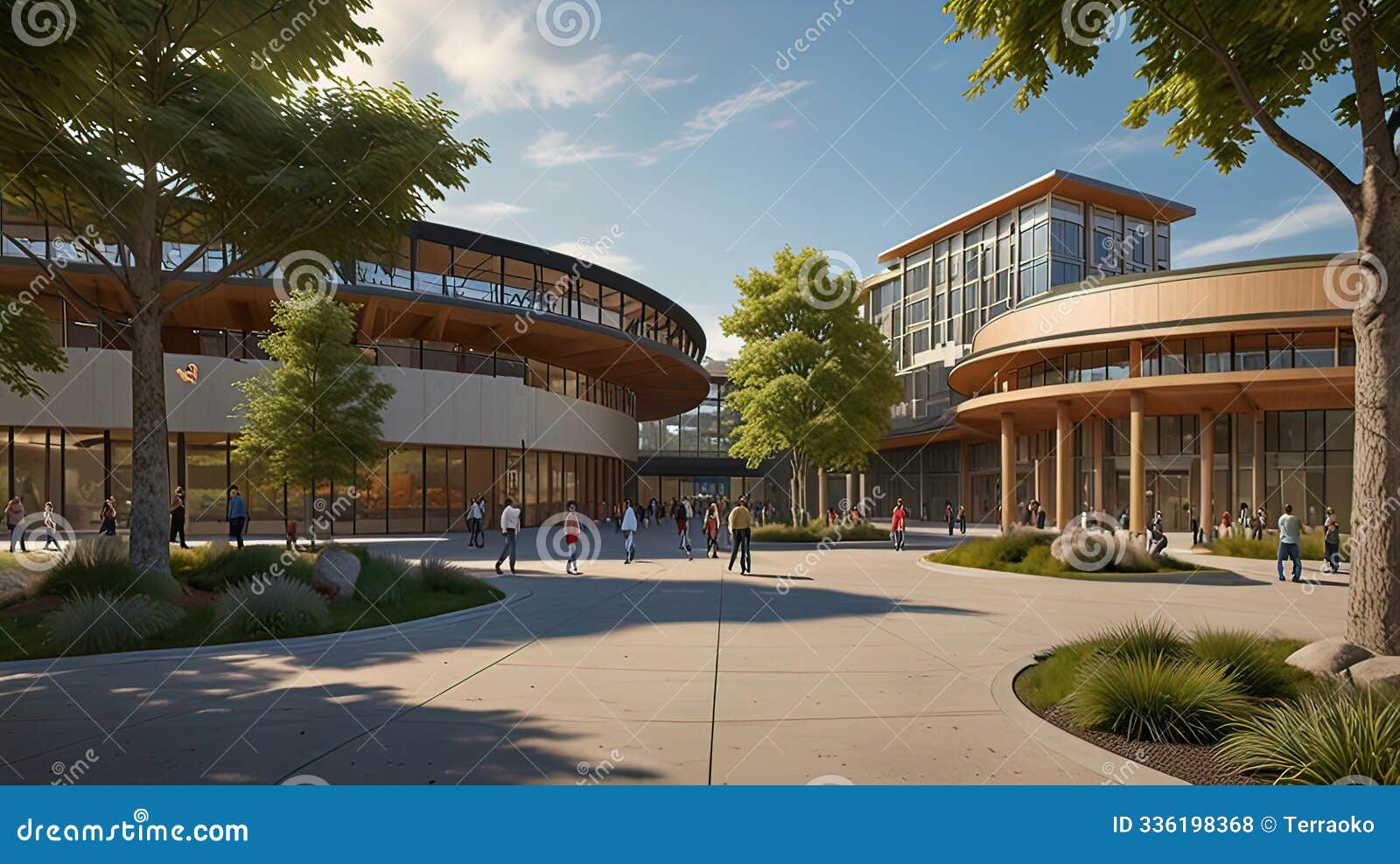 Sketch of Panoramic Design on the Square with 3-storey Round Buildings ...