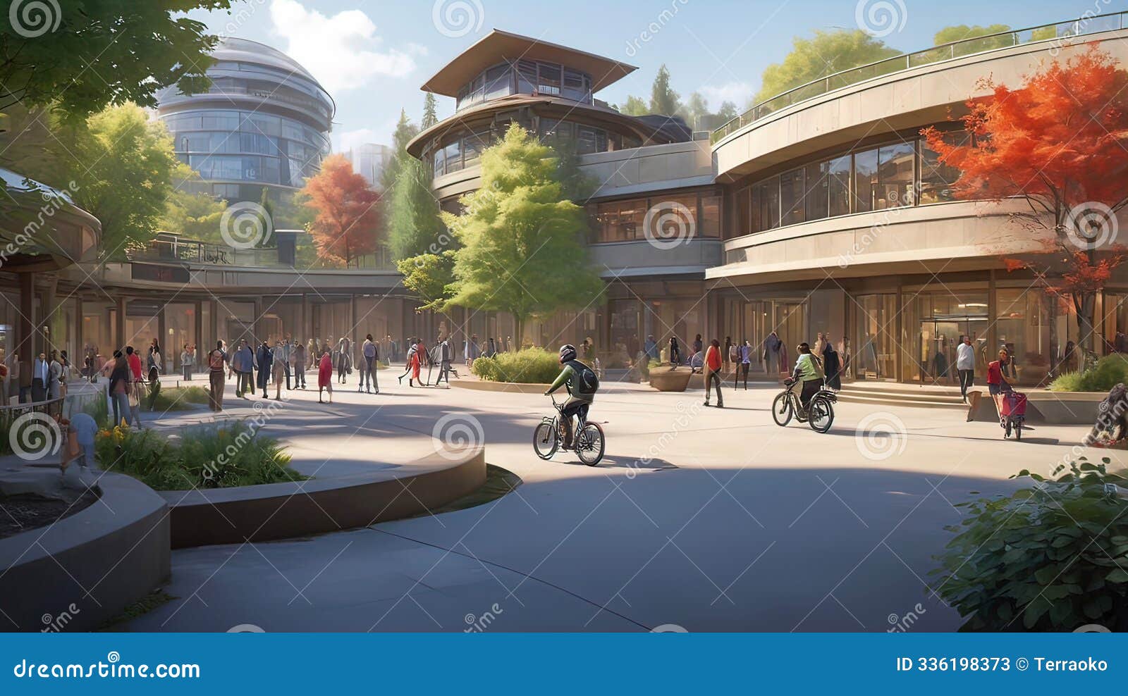 Sketch of Panoramic Design on the Square with 3-storey Round Buildings ...