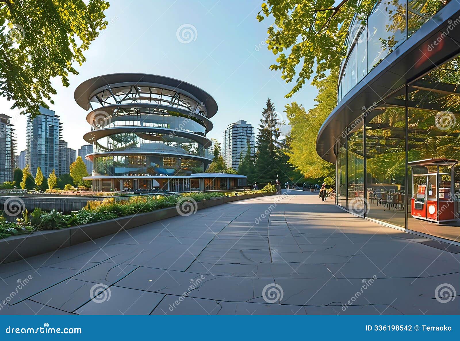 Sketch of Panoramic Design on the Square with 3-storey Round Buildings ...