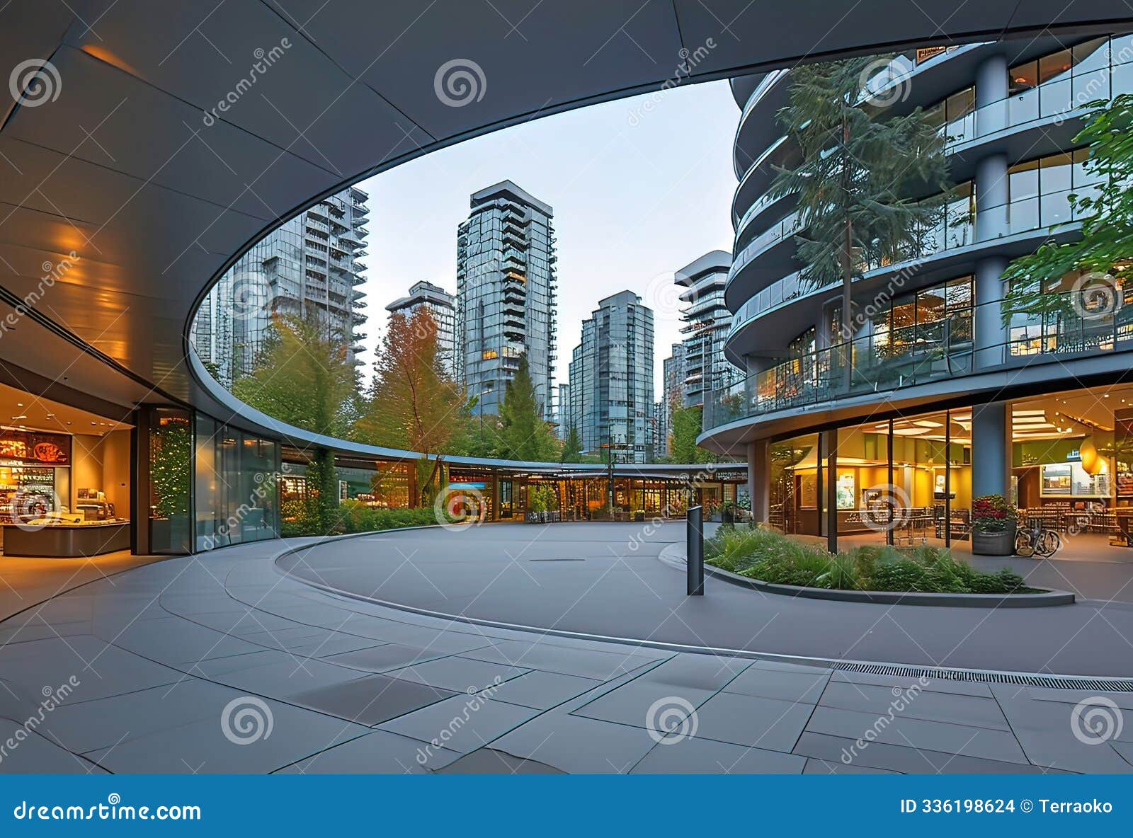 Sketch of Panoramic Design on the Square with 3-storey Round Buildings ...