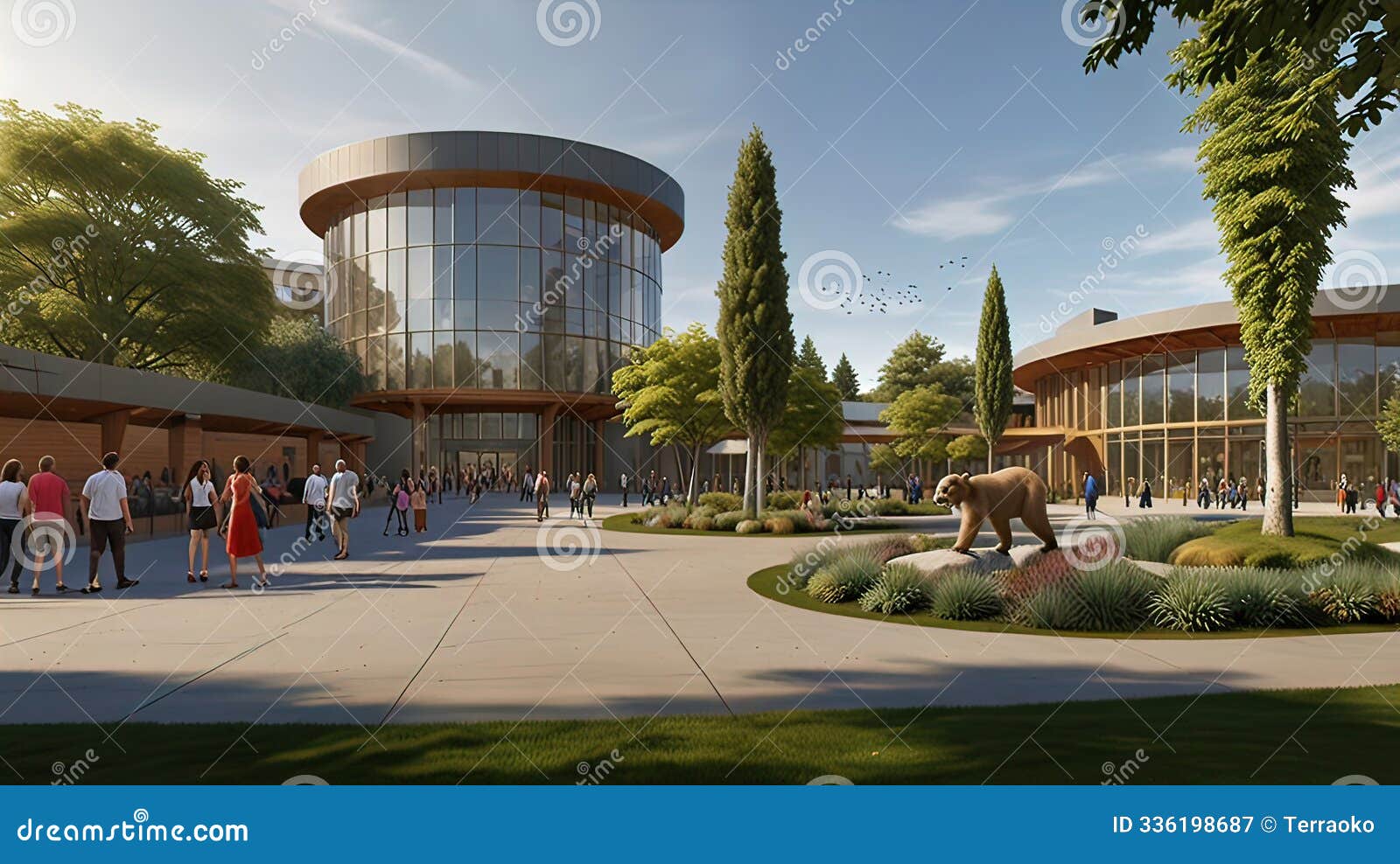 Sketch of Panoramic Design on the Square with 3-storey Round Buildings ...