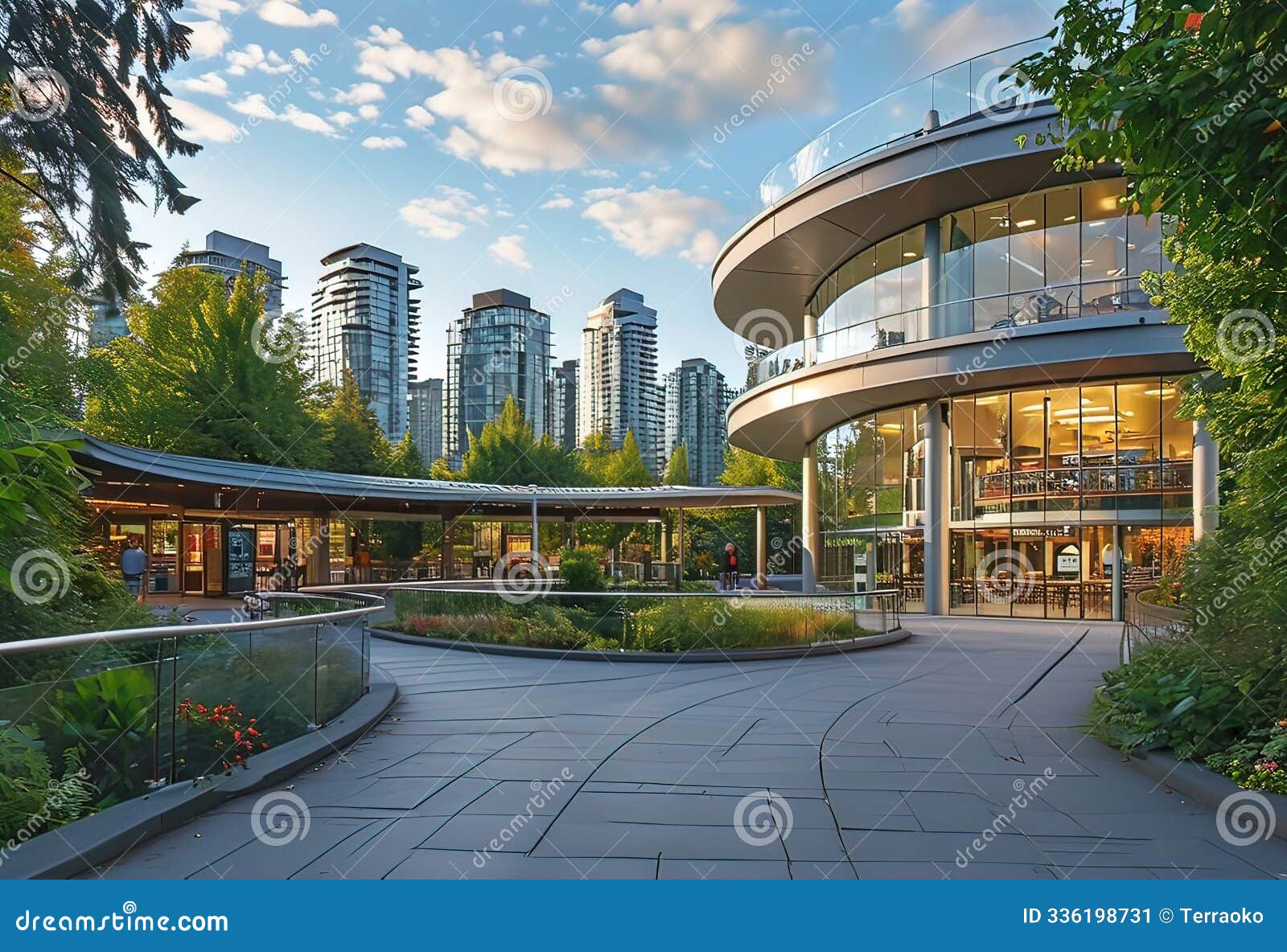 Sketch of Panoramic Design on the Square with 3-storey Round Buildings ...