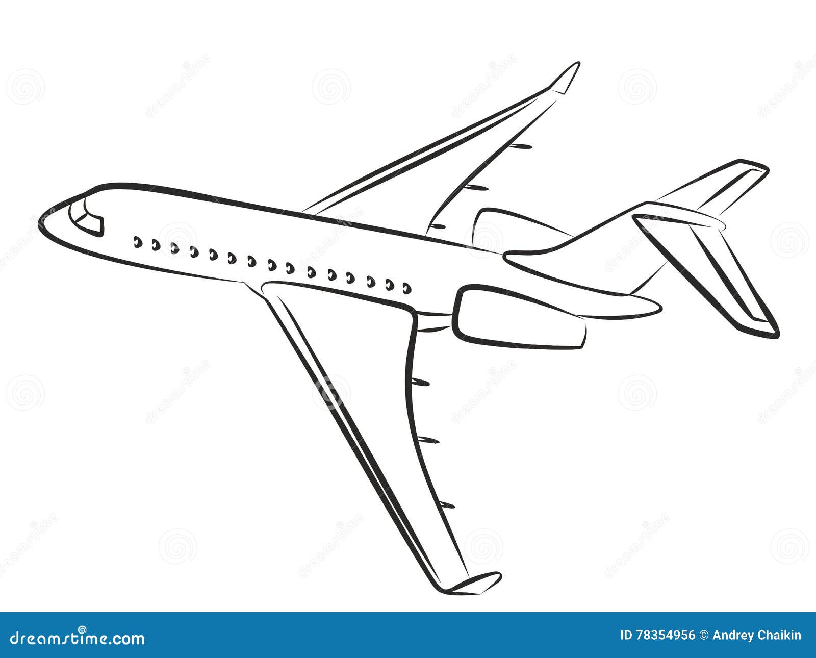 Sketch passenger aircraft. stock vector. Illustration of travel - 78354956