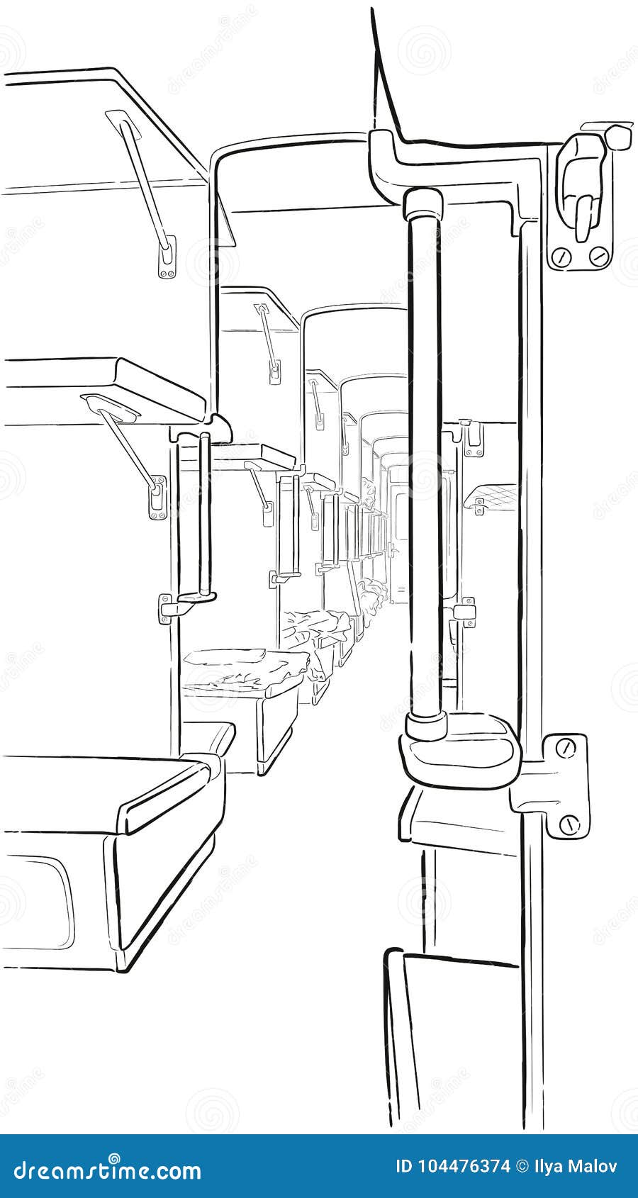 Sketch of Passenger Train Interior. Stock Vector - Illustration of ...