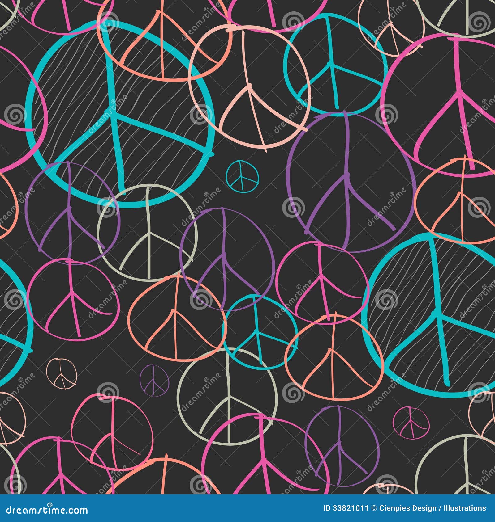 Sketch Peace Symbol Seamless Pattern Background EPS10 File. Stock ...