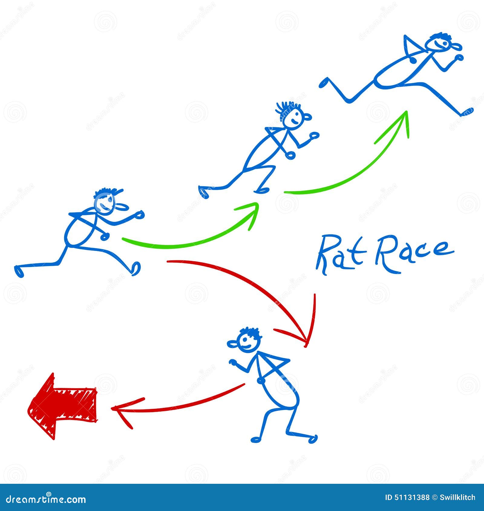 Sketch with People Running Right and Wrong Way Stock Vector ...