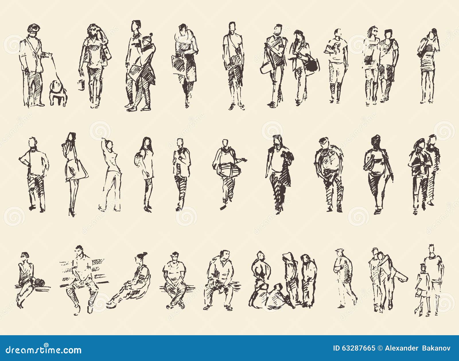 Sketch of People Vector Illustration Hand Drawing Stock Vector ...