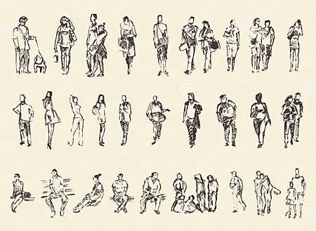 Sketch of People Vector Illustration Hand Drawing Stock Vector ...