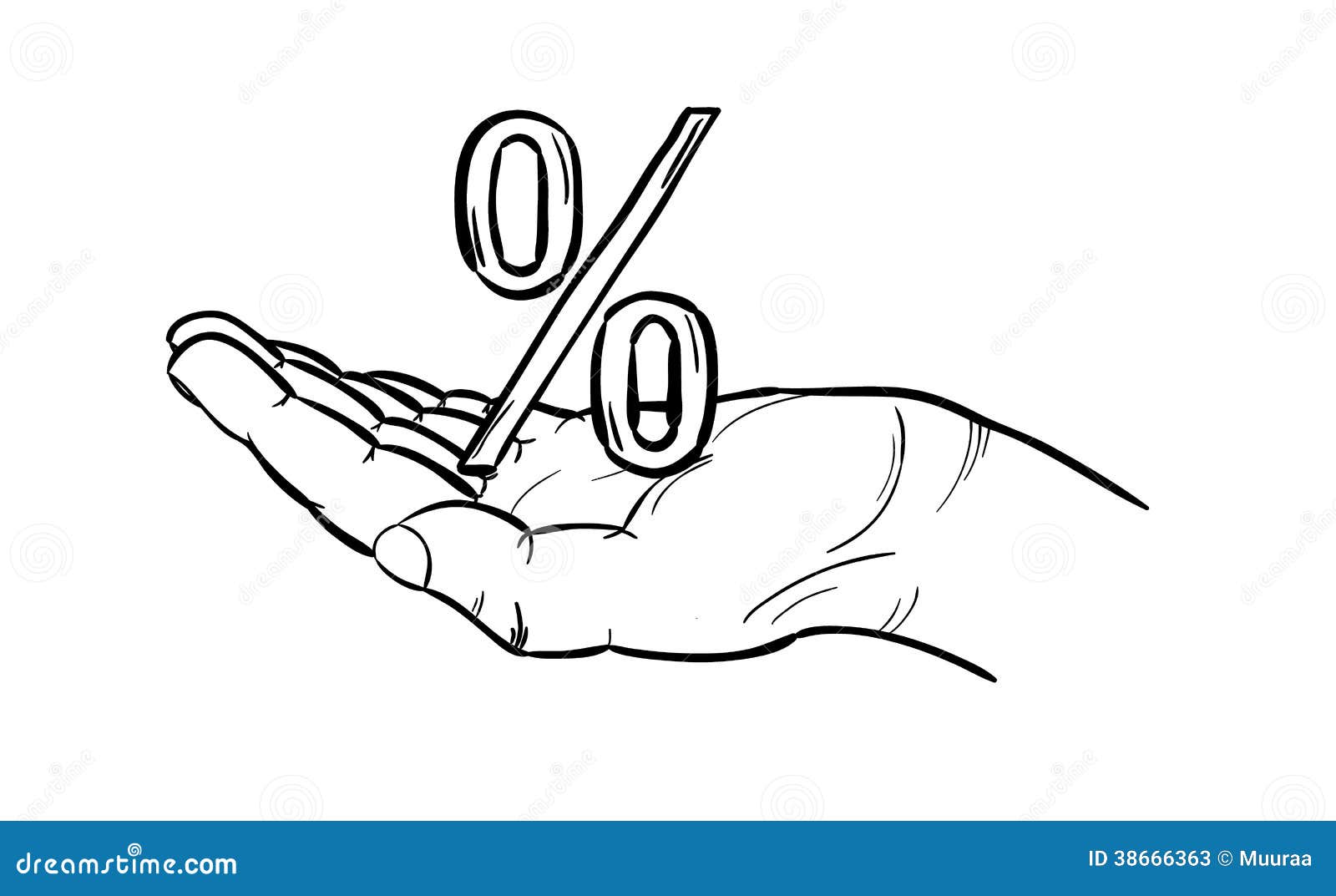 Sketch of the Percentage Symbol and Hand Stock Vector - Illustration of ...