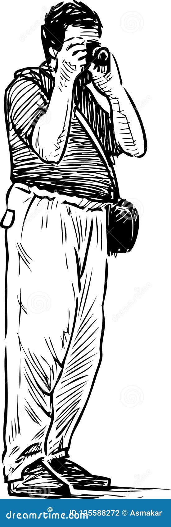 Sketch of a Person Taking Picture Stock Vector - Illustration of adults ...