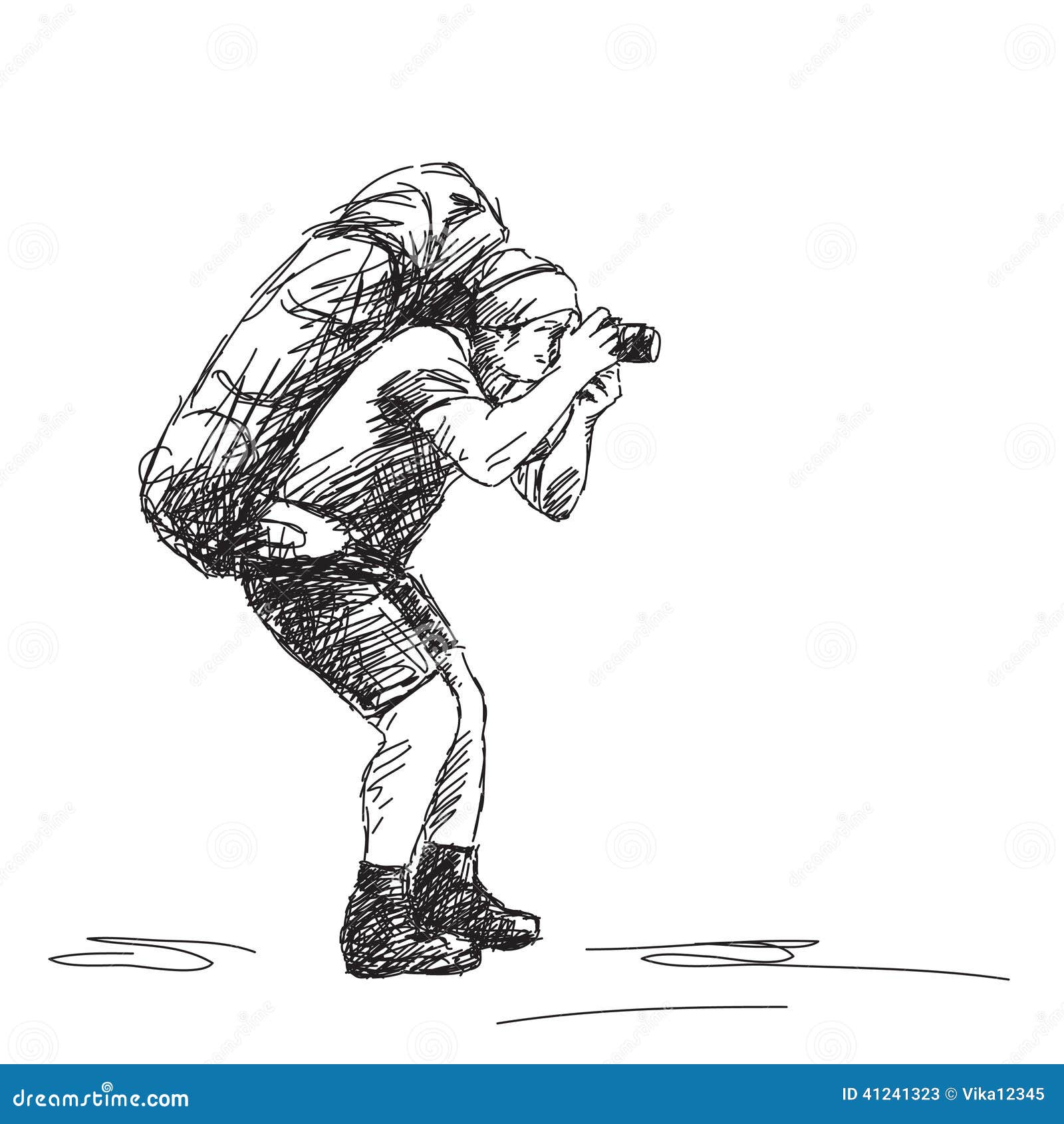 Sketch of Photographer Backpacker Stock Vector - Illustration of ...