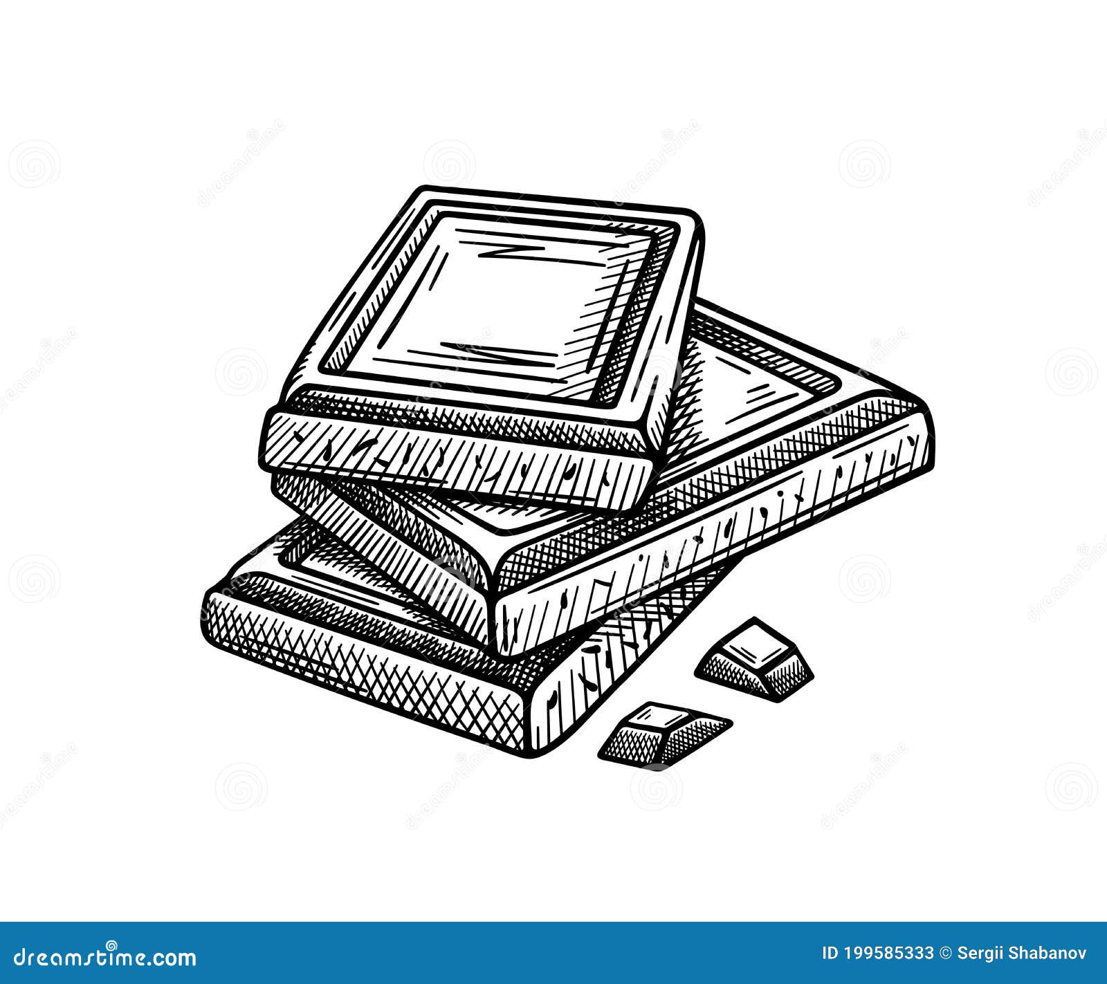 Sketch of Pieces of Chocolate Isolated on a White Background Stock ...
