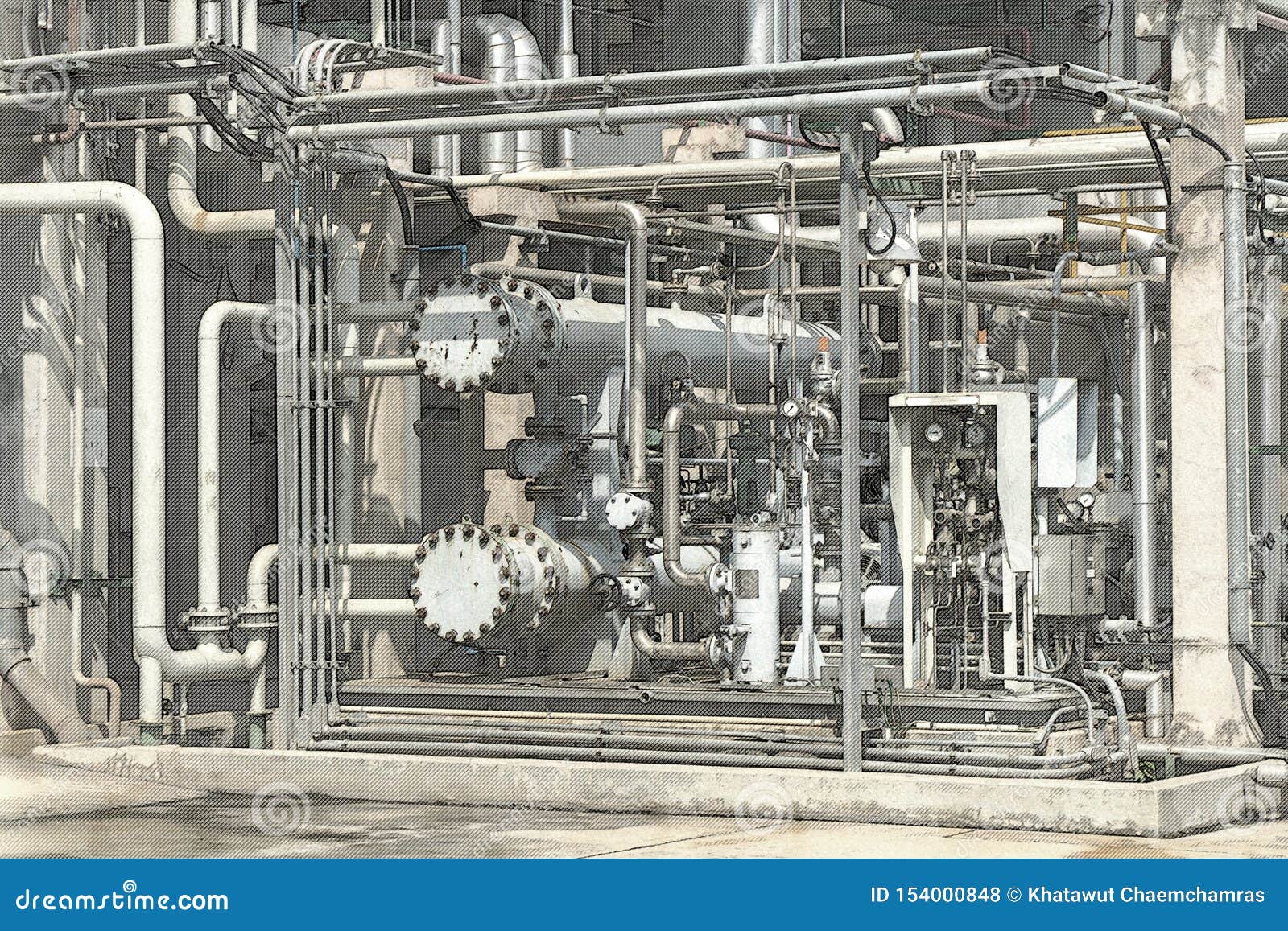 Sketch of the Pipe in the Refinery Industry Stock Photo - Image of ...