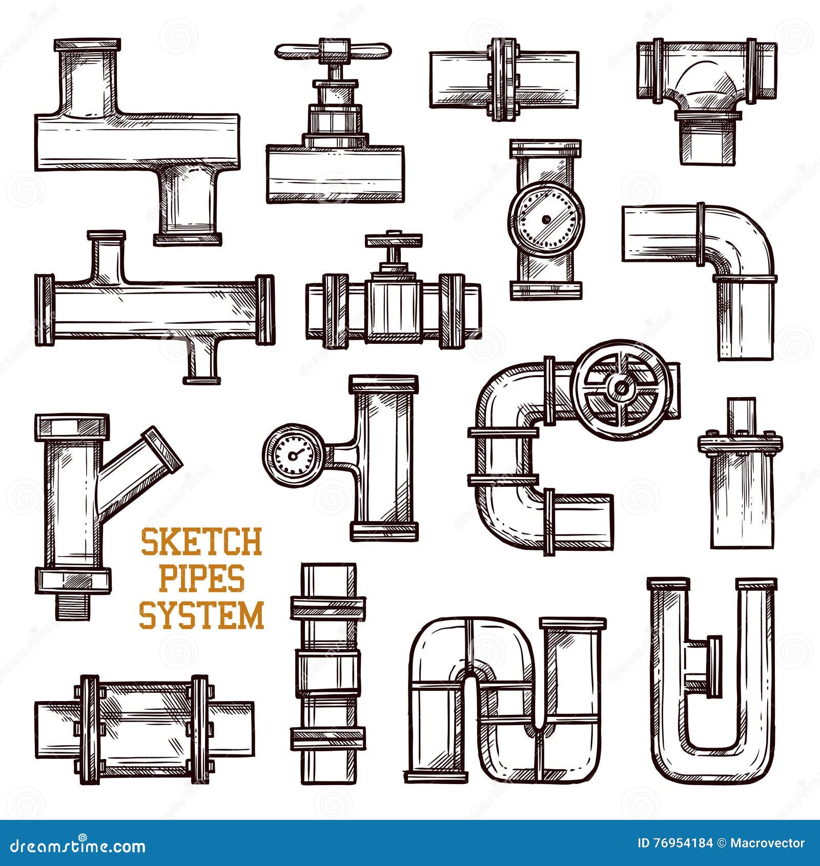 Sketch Pipes System stock vector. Illustration of doodle - 76954184
