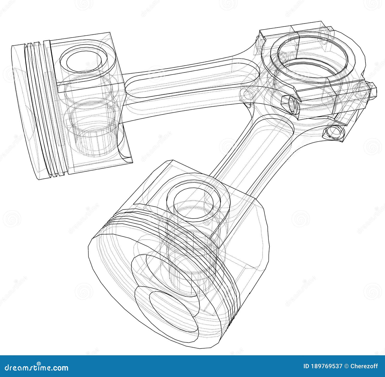 Sketch of Piston. 3D Illustration Stock Illustration - Illustration of ...