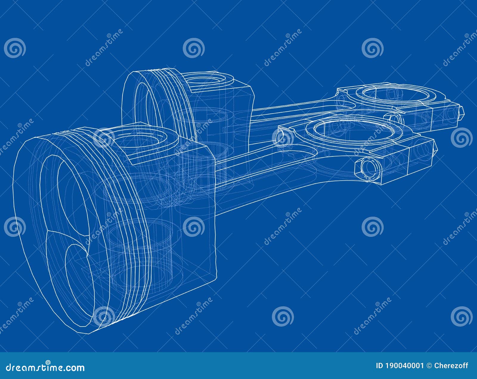 Sketch of Piston. 3D Illustration Stock Illustration - Illustration of ...