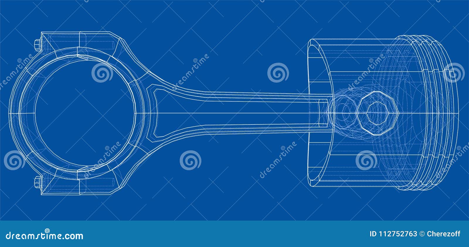 Sketch of Piston. Vector Rendering of 3d Stock Vector - Illustration of ...