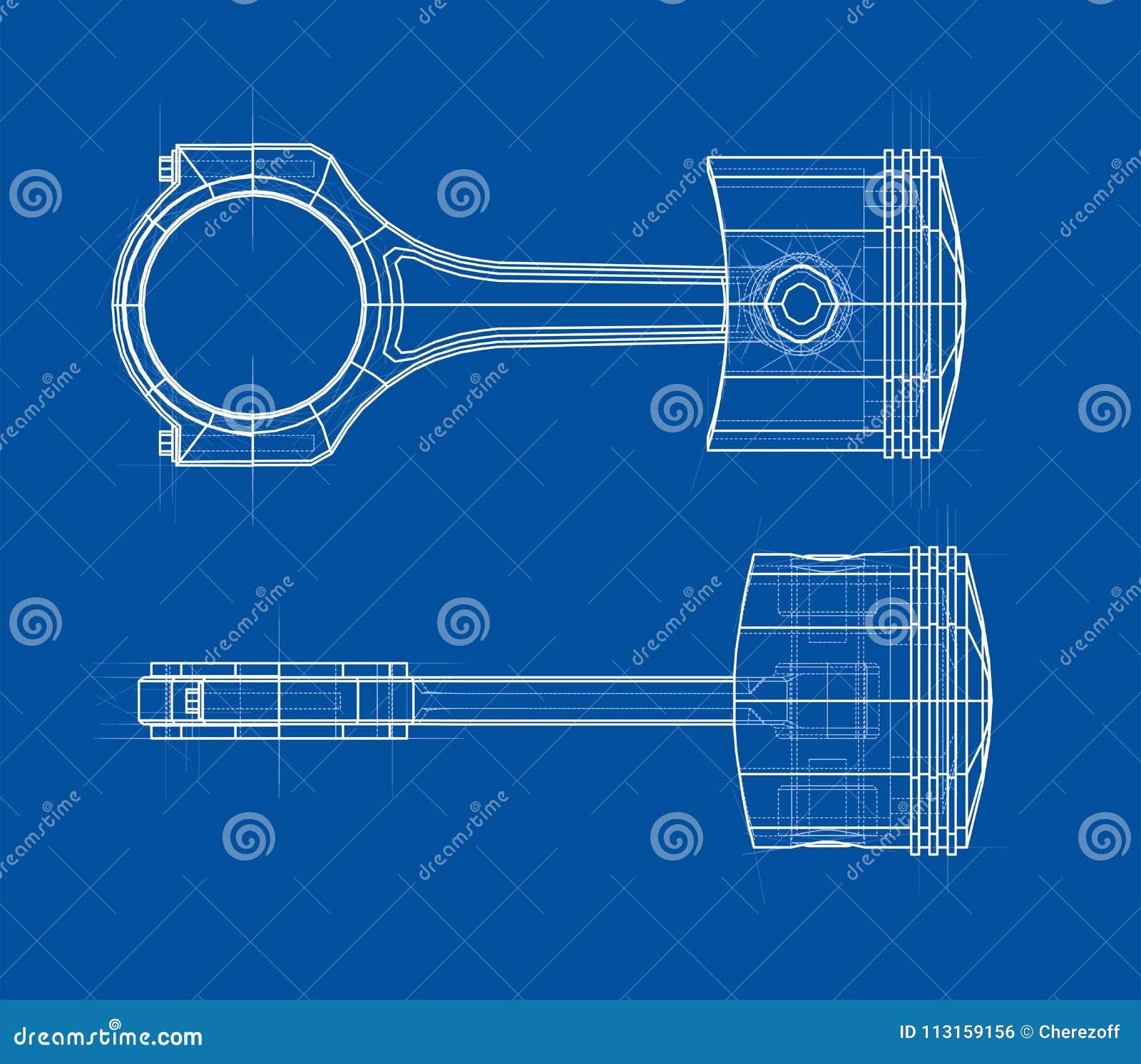Sketch of Piston. Vector Rendering of 3d Stock Vector - Illustration of ...