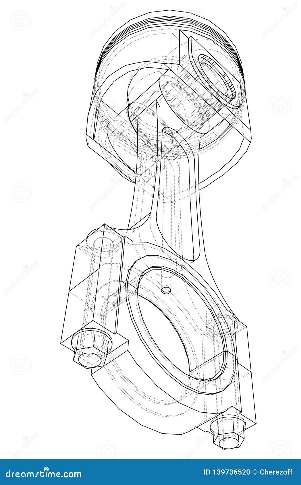 Sketch of Piston. Vector Rendering of 3d Stock Vector - Illustration of ...
