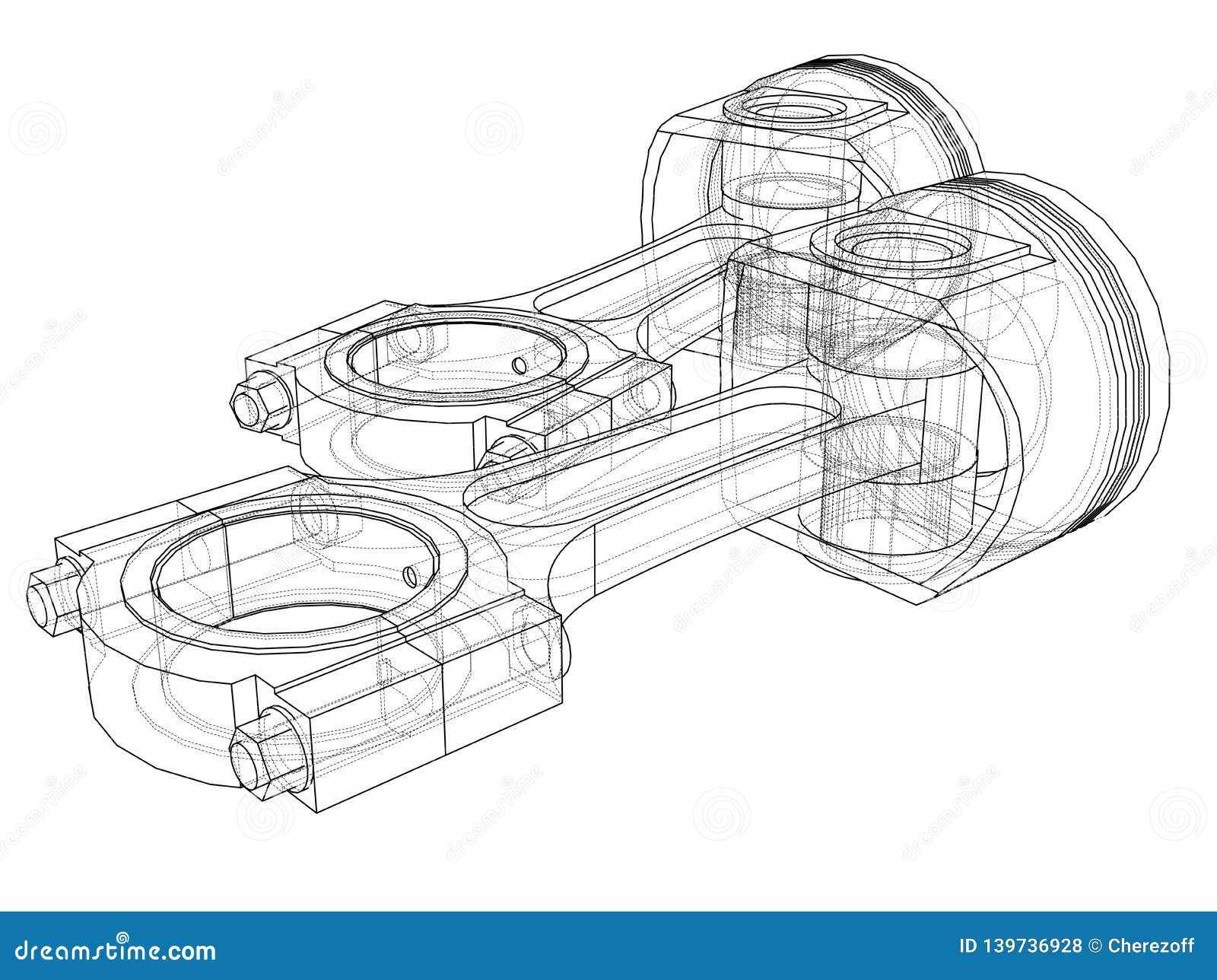 Sketch of Piston. Vector Rendering of 3d Stock Vector - Illustration of ...
