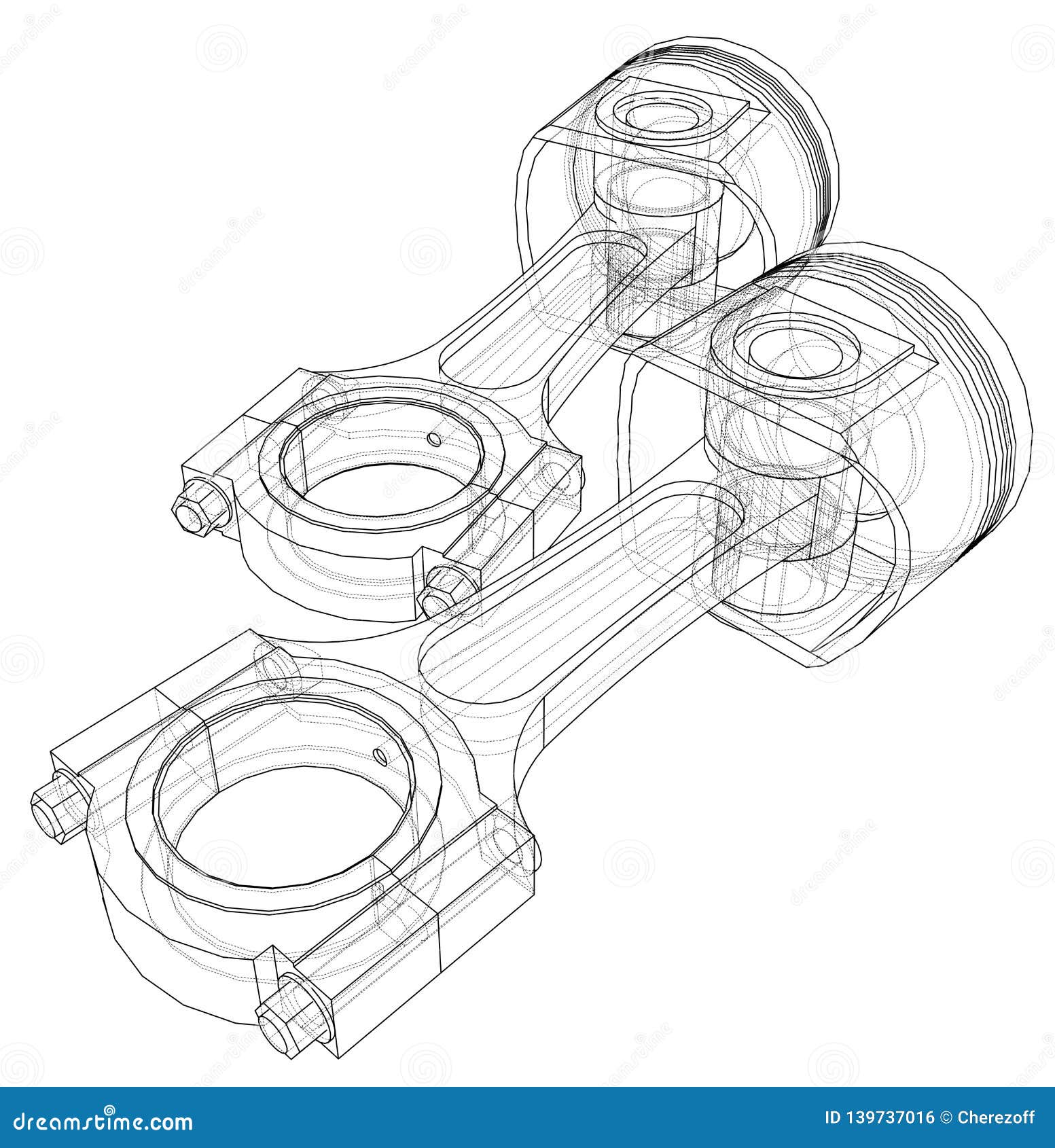 Sketch of Piston. Vector Rendering of 3d Stock Vector - Illustration of ...