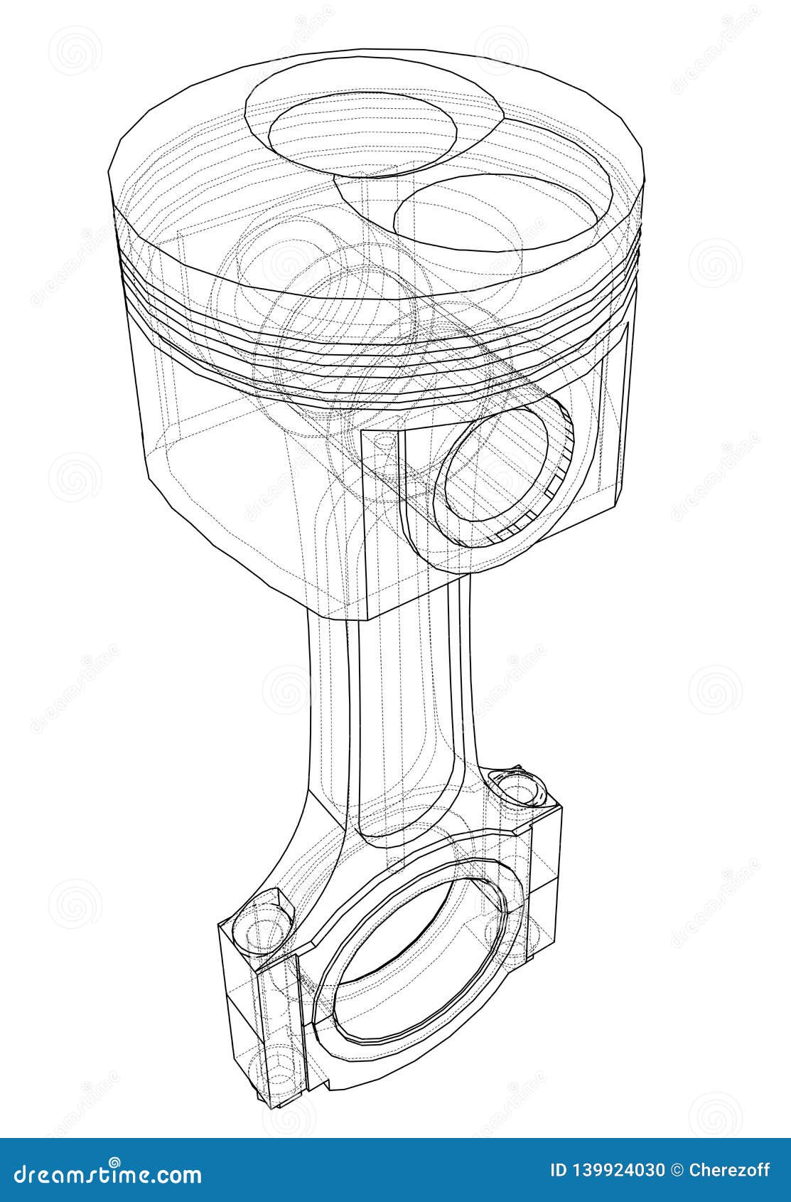 Sketch of Piston. Vector Rendering of 3d Stock Vector - Illustration of ...