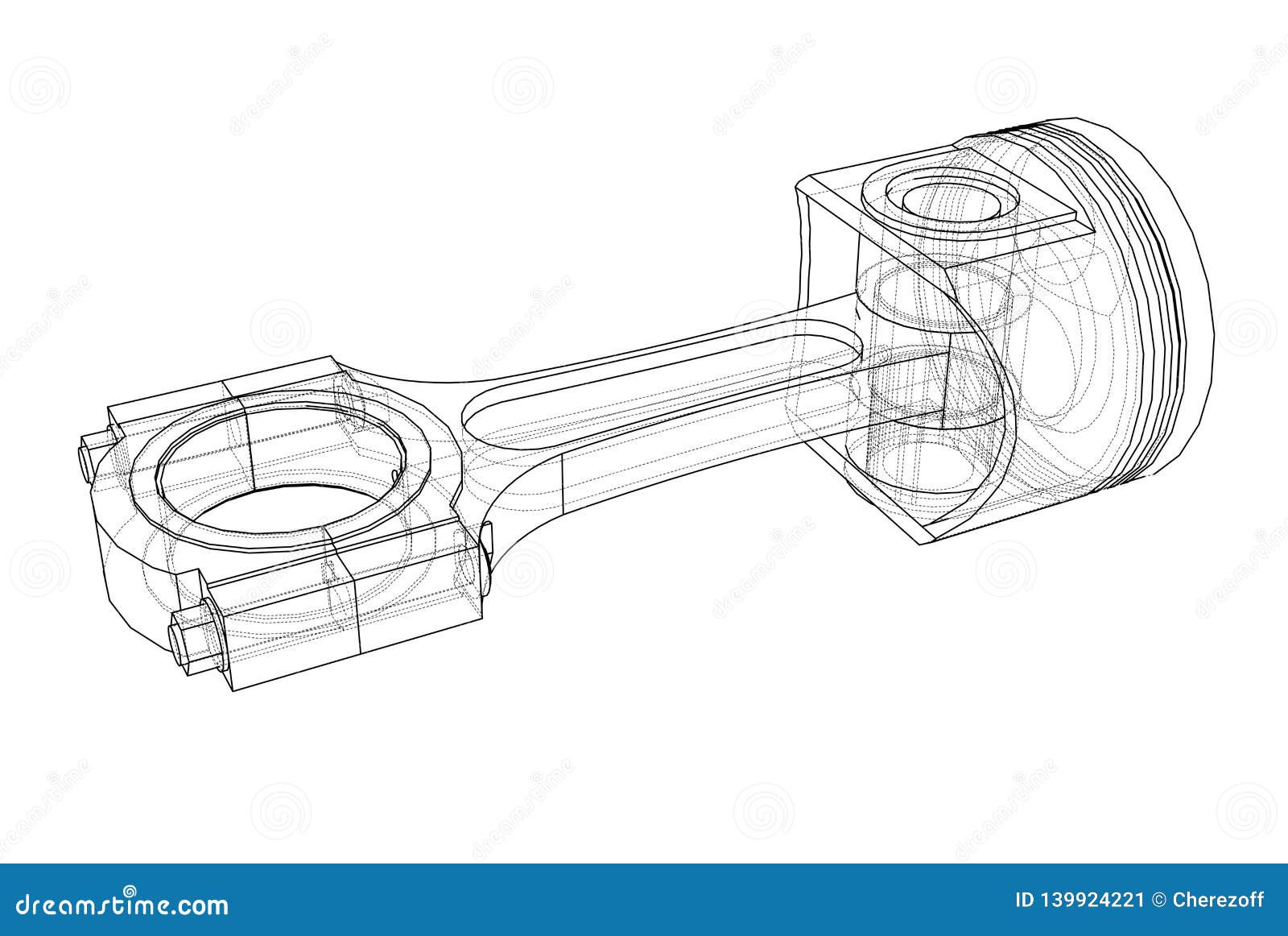 Sketch of Piston. Vector Rendering of 3d Stock Vector - Illustration of ...