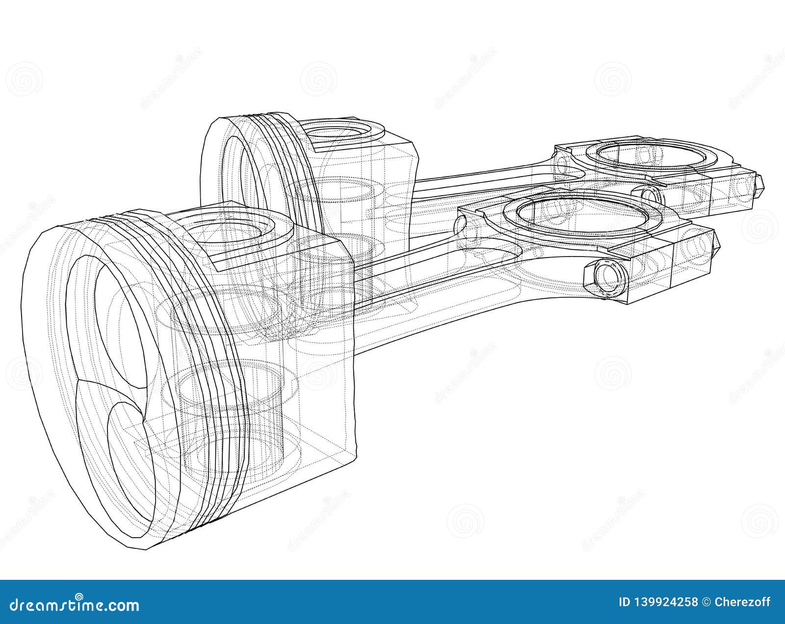 Sketch of Piston. Vector Rendering of 3d Stock Vector - Illustration of ...