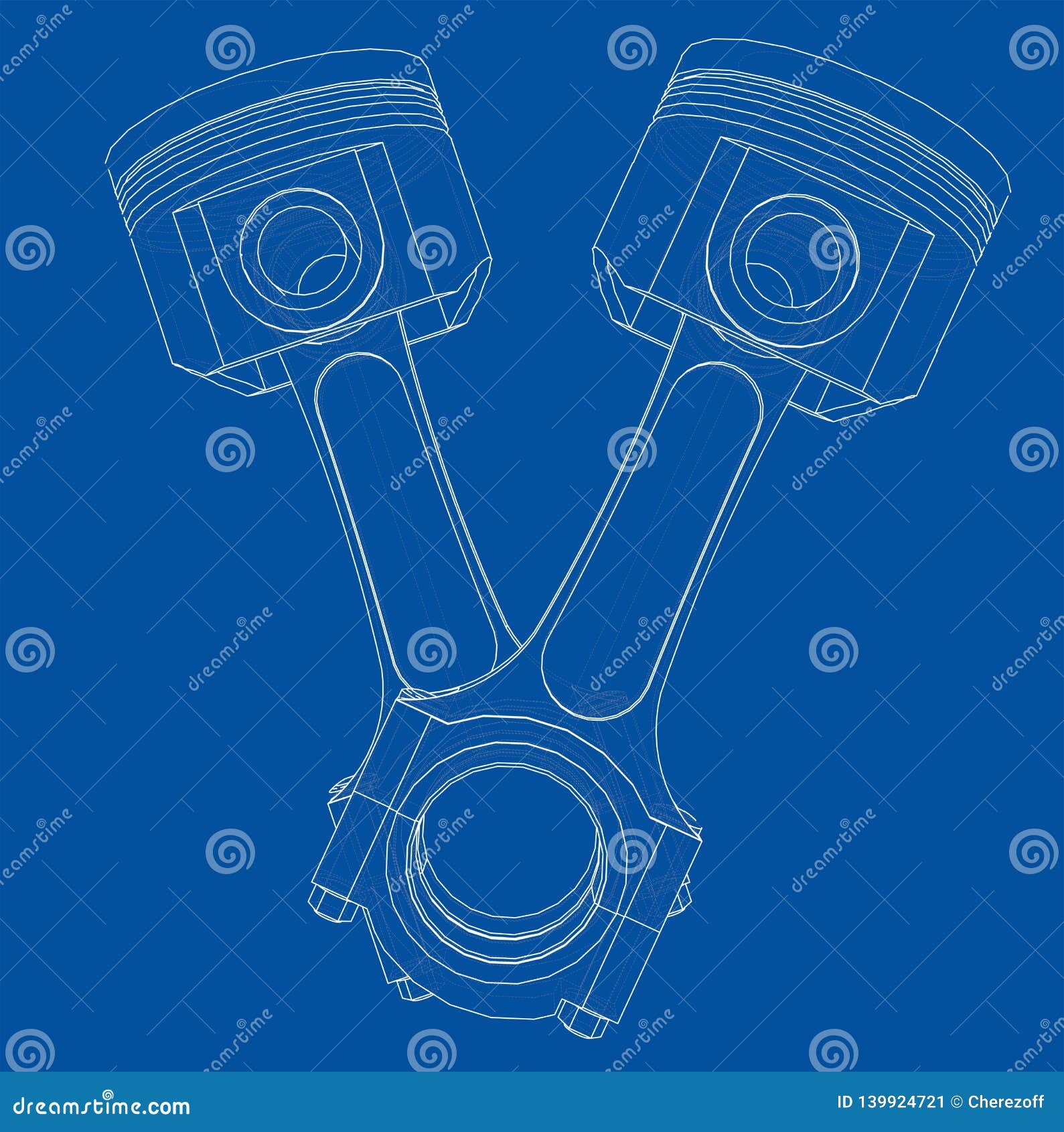 Sketch of Piston. Vector Rendering of 3d Stock Vector - Illustration of ...