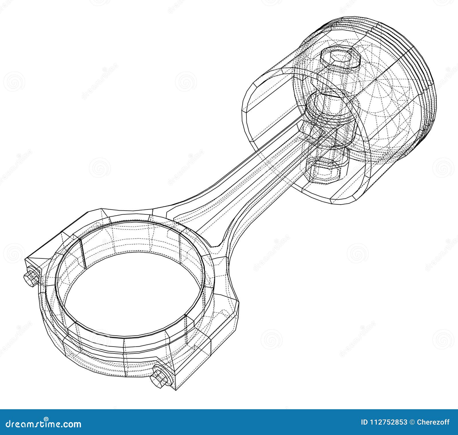 Sketch of Piston. Vector Rendering of 3d Stock Vector - Illustration of ...
