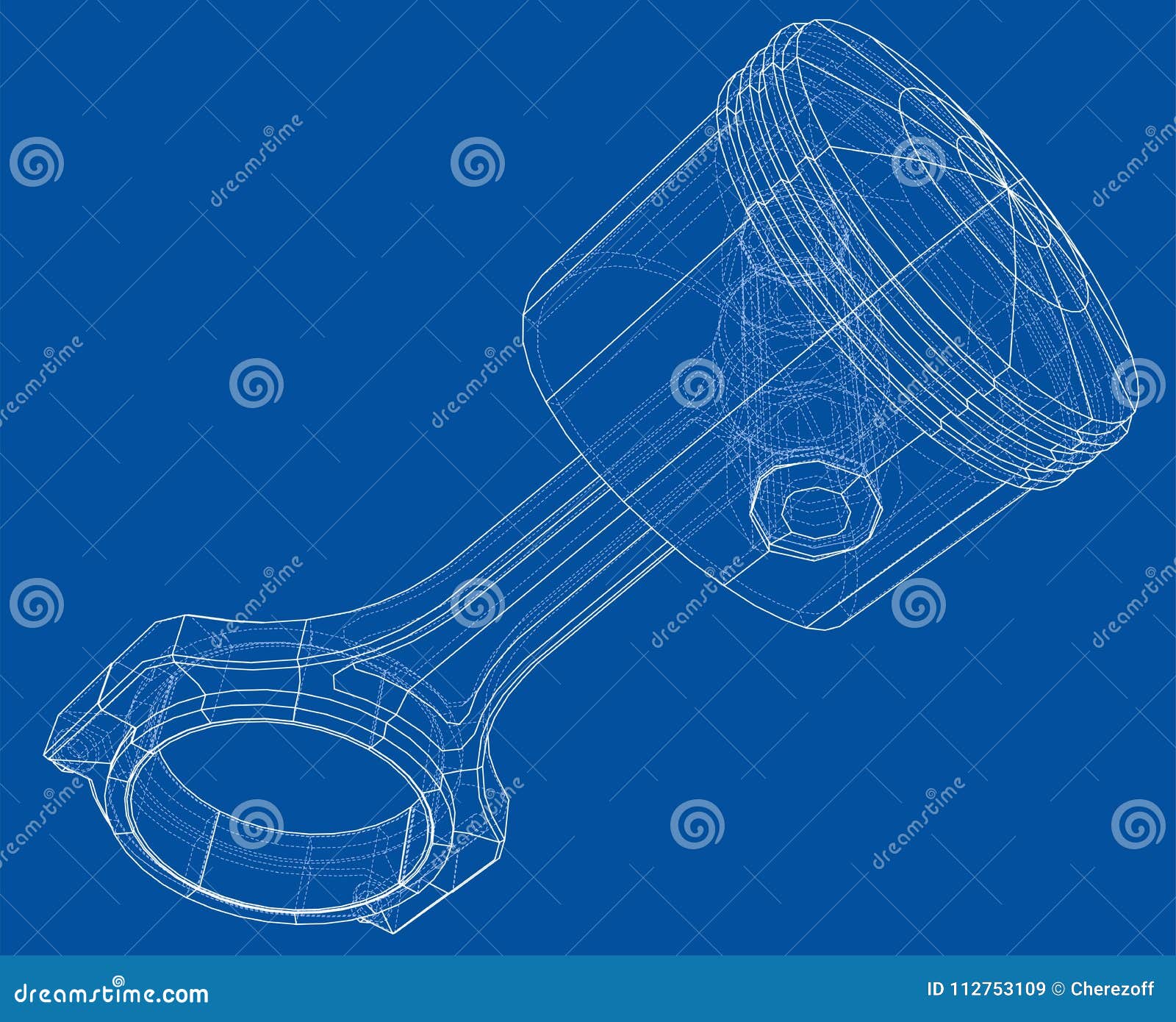 Sketch of Piston. Vector Rendering of 3d Stock Vector - Illustration of ...