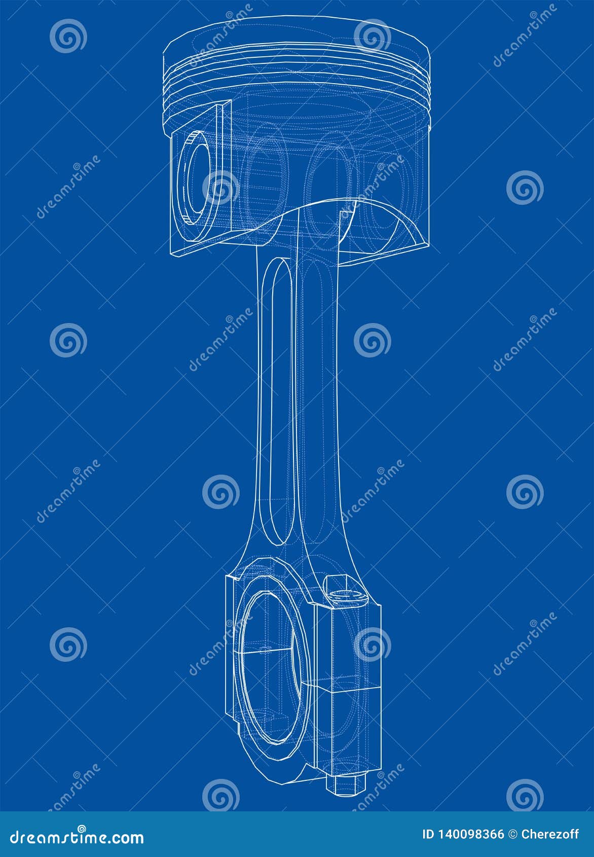 Sketch of Piston. Vector Rendering of 3d Stock Vector - Illustration of ...