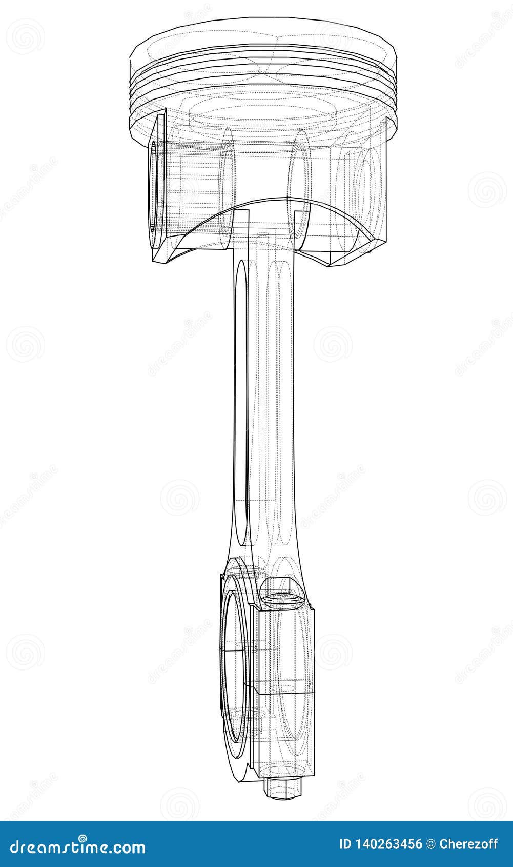 Sketch of Piston. Vector Rendering of 3d Stock Vector - Illustration of ...