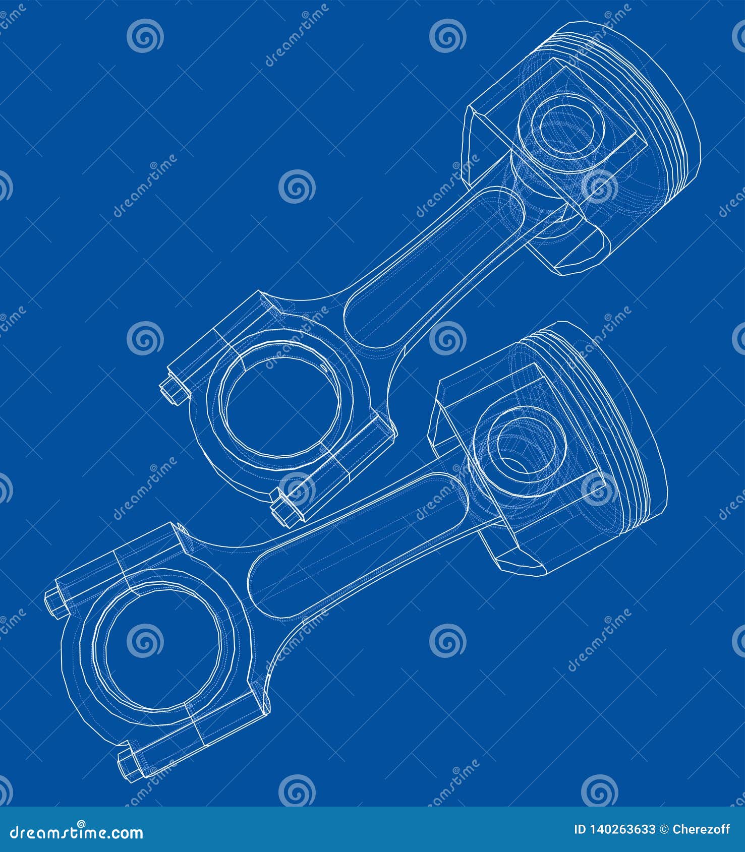 Sketch of Piston. Vector Rendering of 3d Stock Vector - Illustration of ...