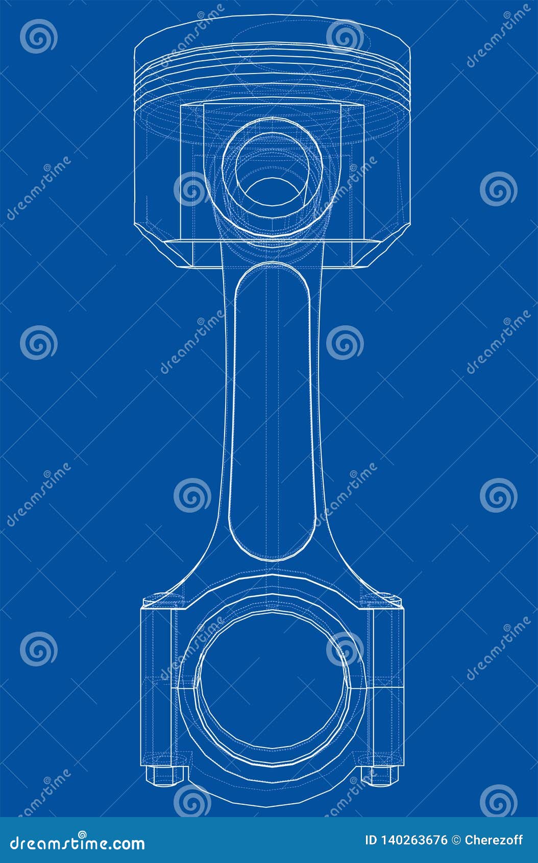 Sketch of Piston. Vector Rendering of 3d Stock Vector - Illustration of ...
