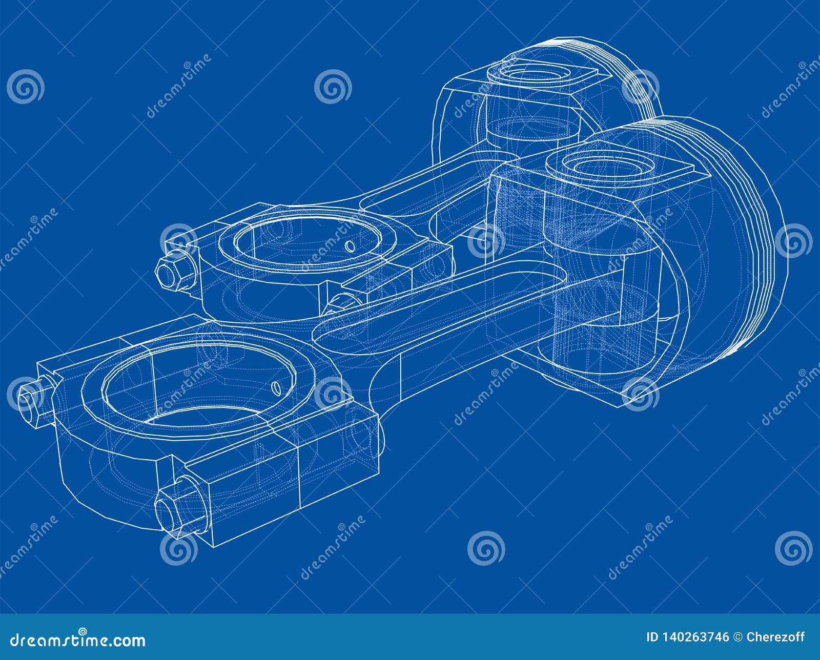 Sketch of Piston. Vector Rendering of 3d Stock Vector - Illustration of ...
