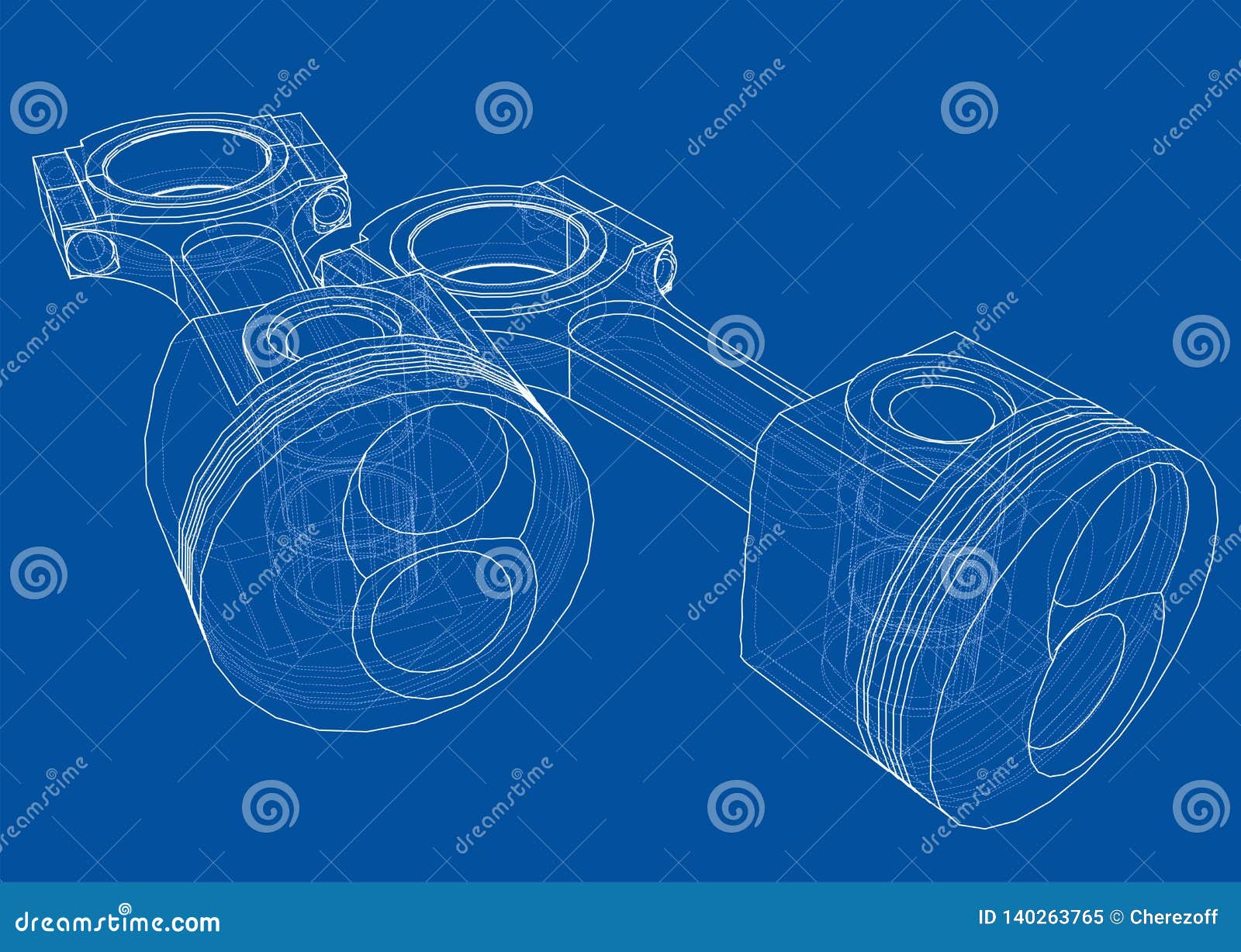 Sketch of Piston. Vector Rendering of 3d Stock Vector - Illustration of ...