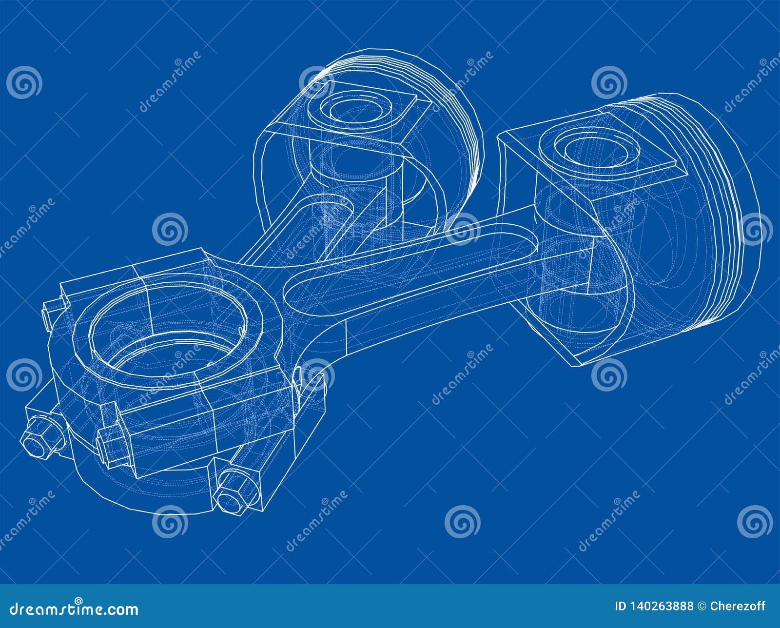 Sketch of Piston. Vector Rendering of 3d Stock Vector - Illustration of ...