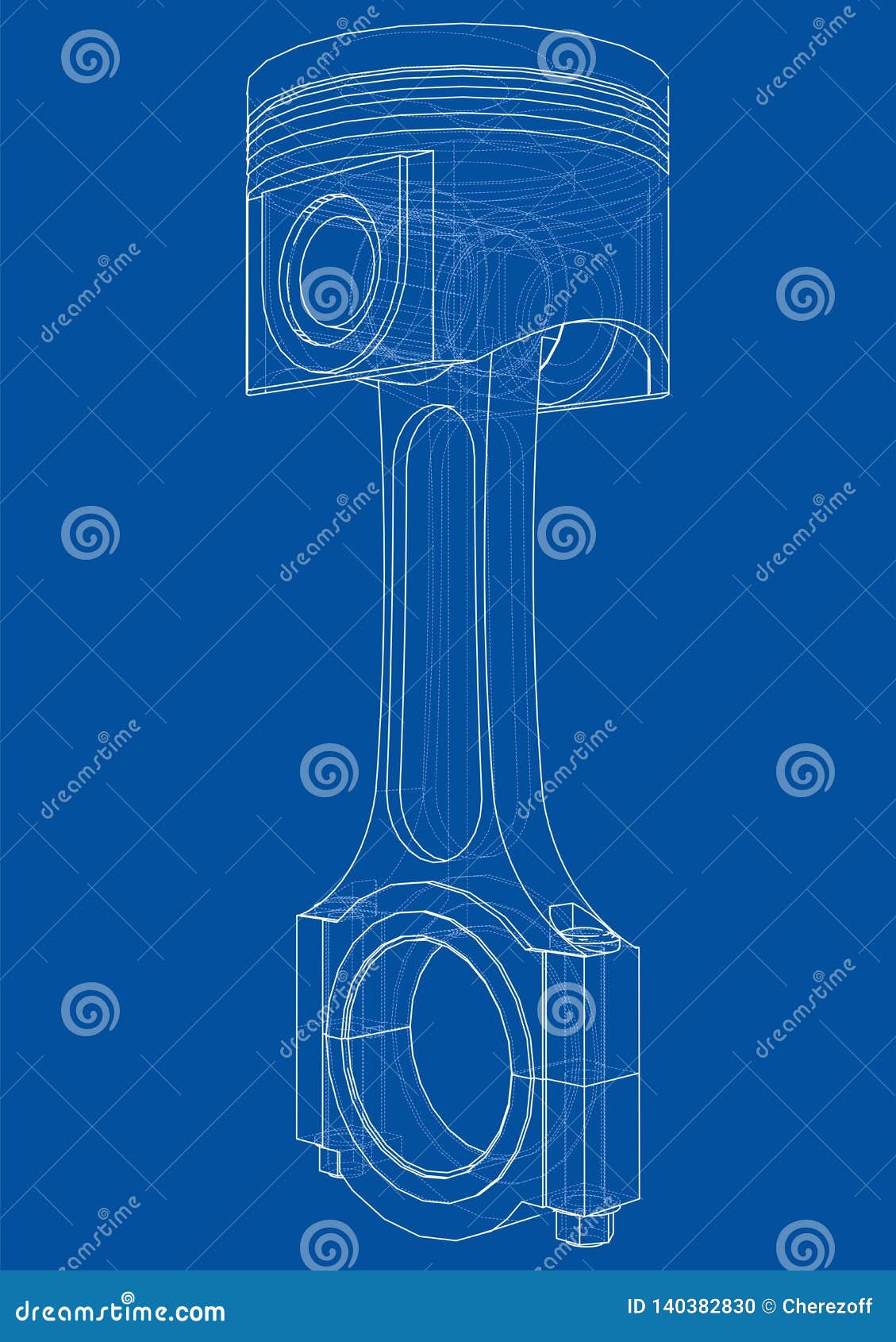 Sketch of Piston. Vector Rendering of 3d Stock Vector - Illustration of ...