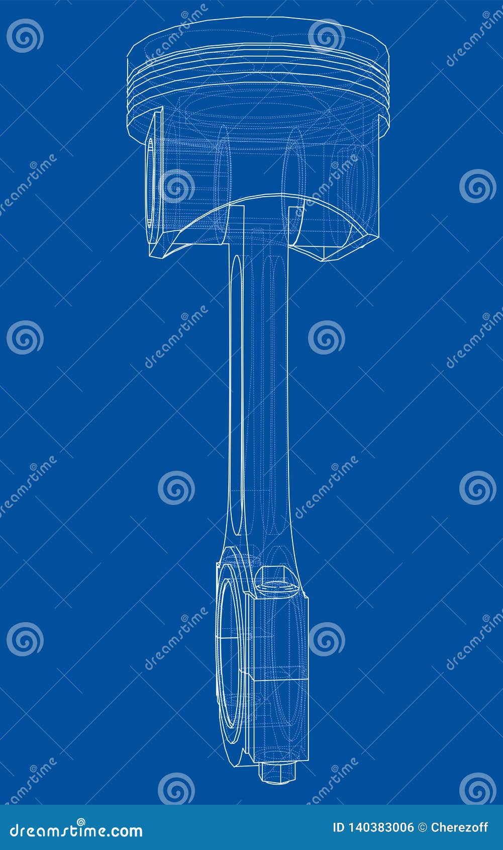 Sketch of Piston. Vector Rendering of 3d Stock Vector - Illustration of ...